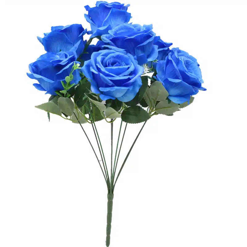 Bouquet De 10 Roses Bleues Artificielles | La Maison Du Jardinier